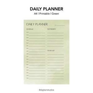 Daily Planner | A4 | Printable | Instant Download | PDF | Digital ...