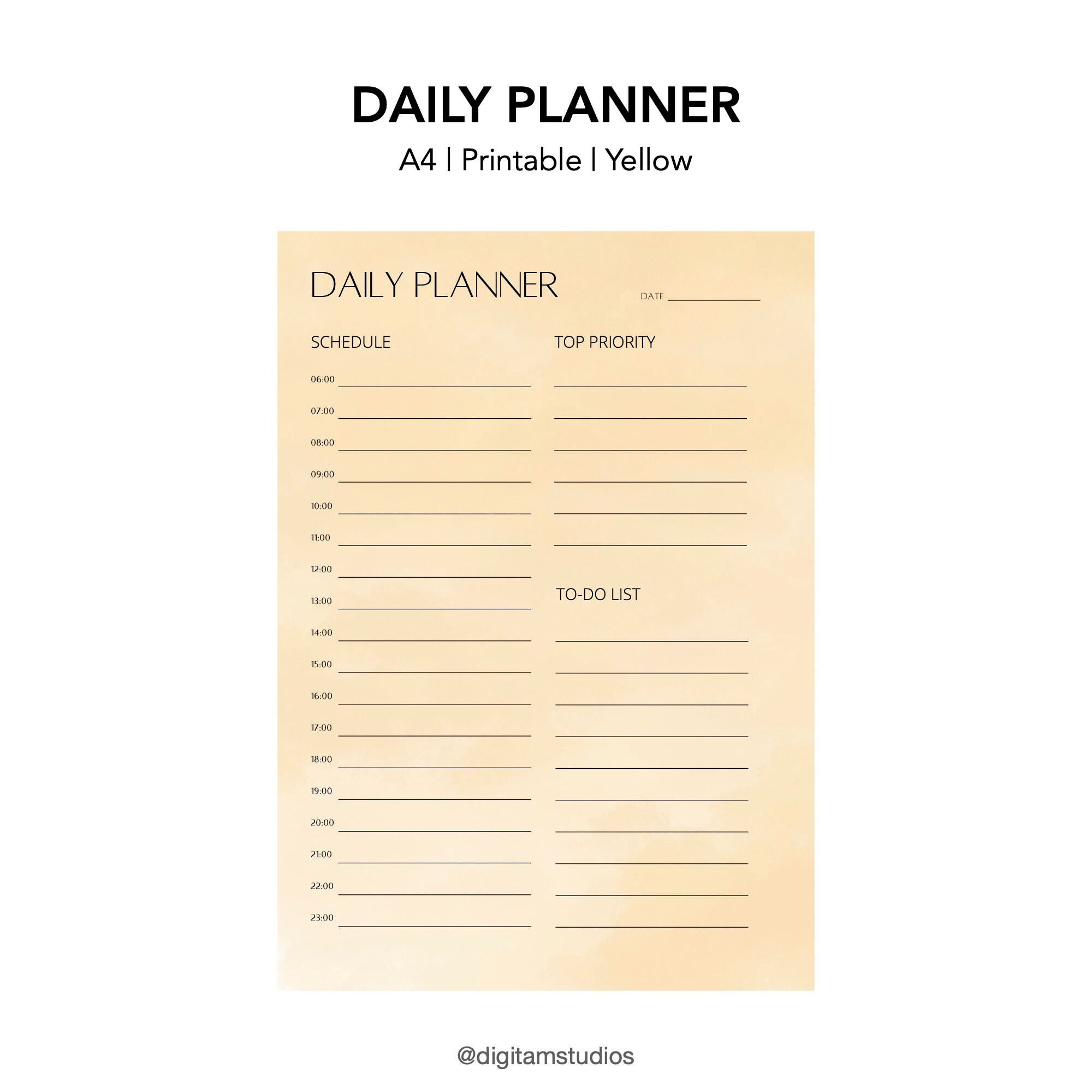 Daily Planner | A4 | Printable | Instant Download | PDF | Digital ...