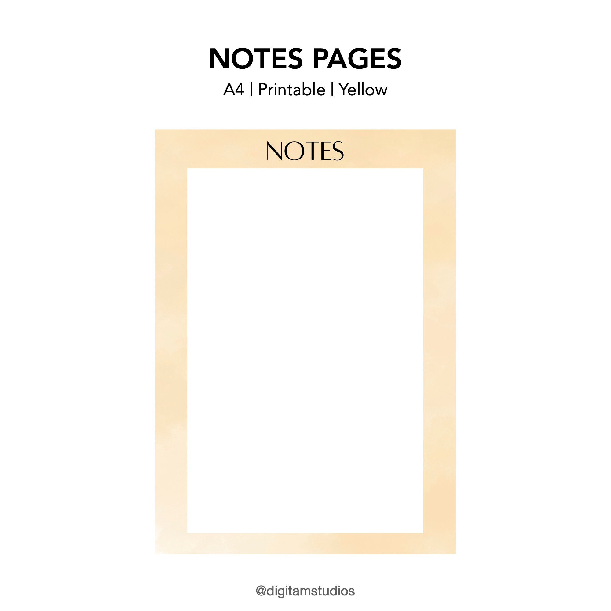 Notes Pages A4 Printable Instant Download PDF Digital Planner Rainbow ...