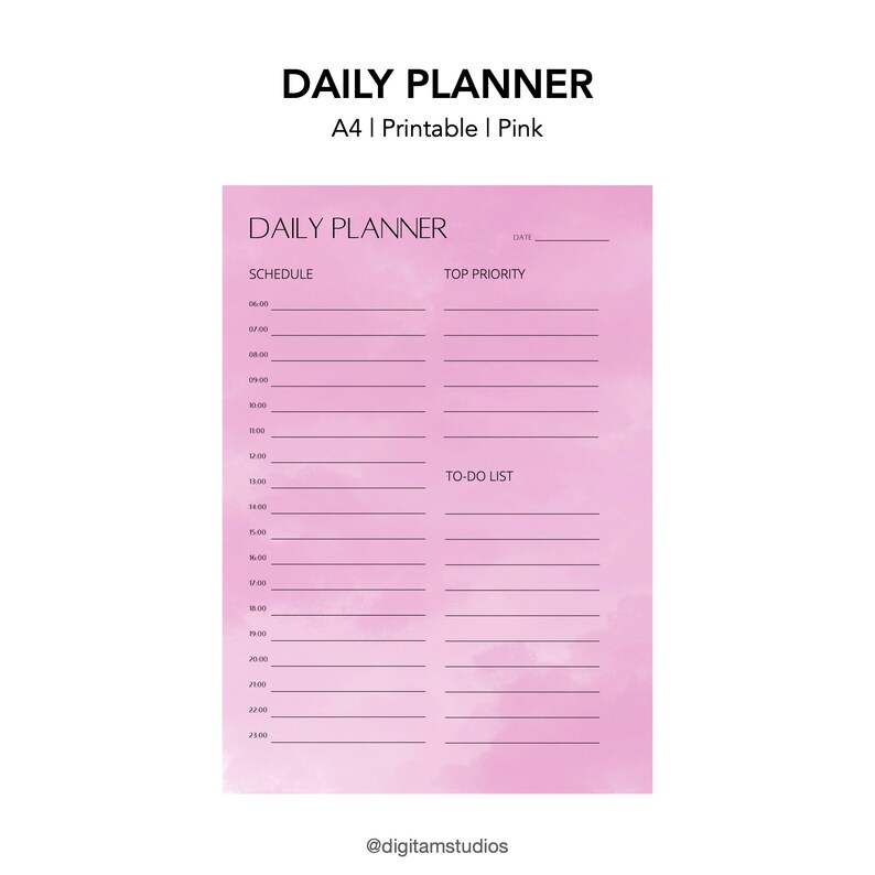 Daily Planner | A4 | Printable | Instant Download | PDF | Digital ...
