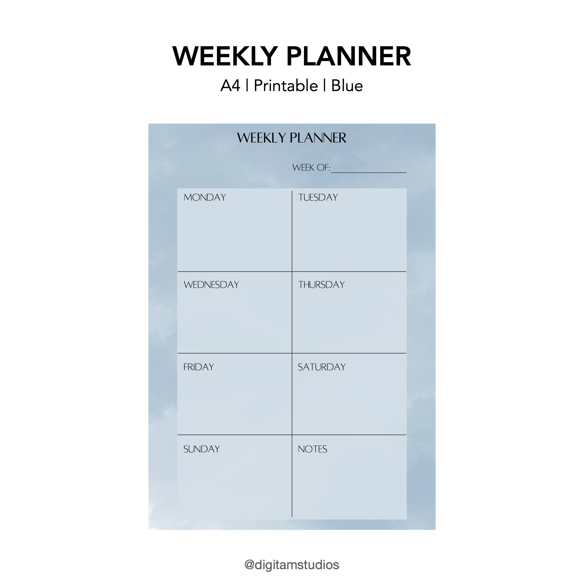 Weekly Planner A4 Printable Instant Download PDF Digital Planner ...