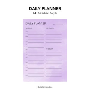Daily Planner | A4 | Printable | Instant Download | PDF | Digital ...