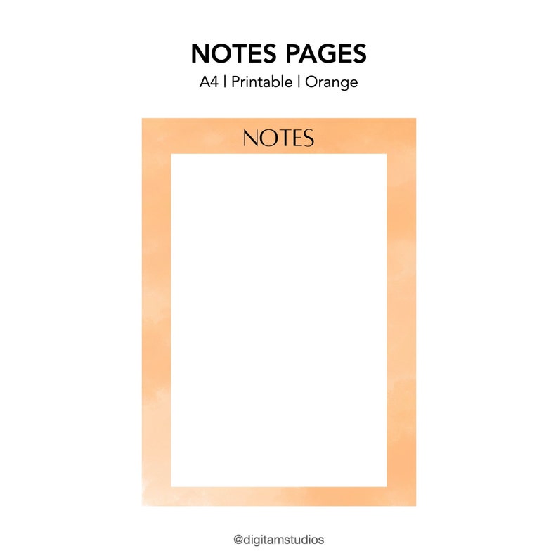 Notes Pages A4 Printable Instant Download PDF - Etsy