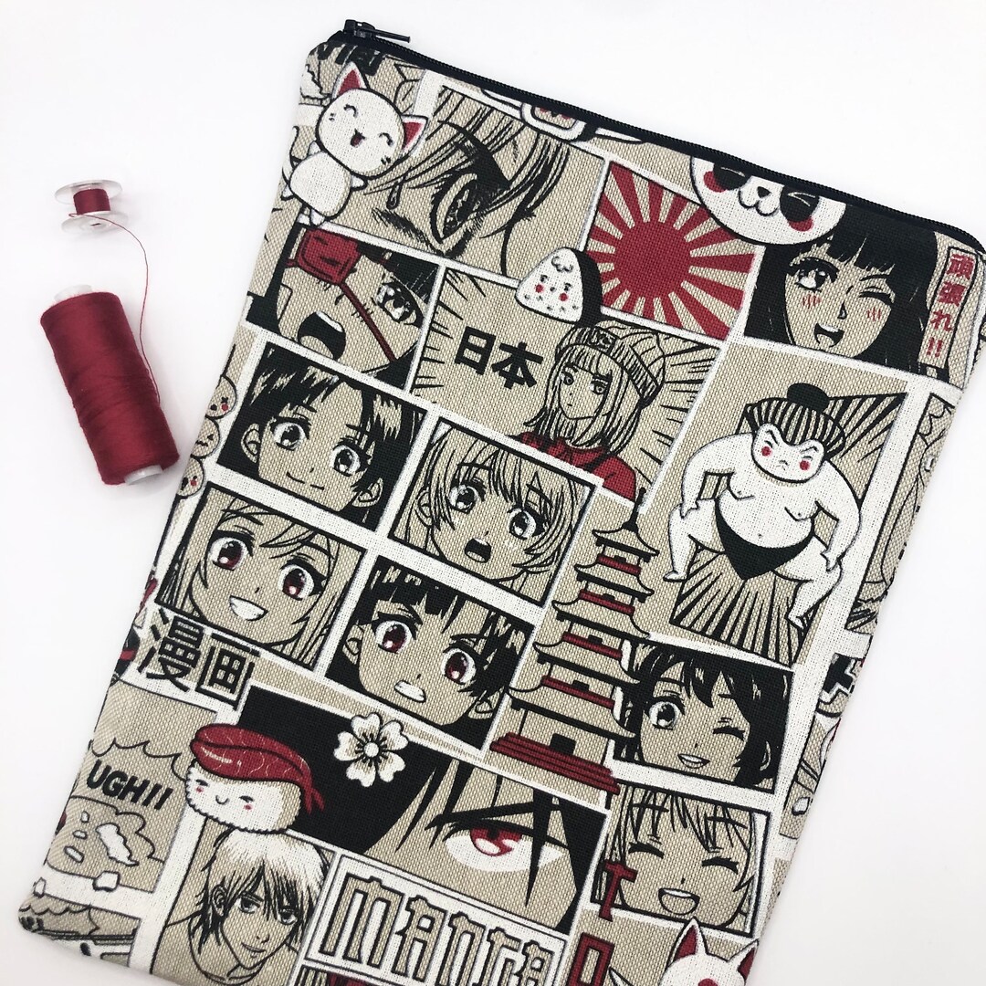 Zipped Book/manga Pouch Red Manga size of Your Choice - Etsy