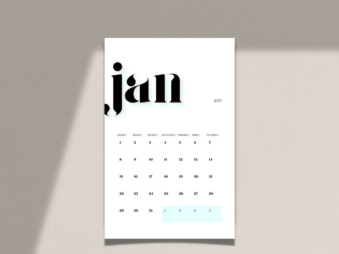 Digital Calendar 2023 Wall Calendar 11x17 Print at Home Simple, Clean ...