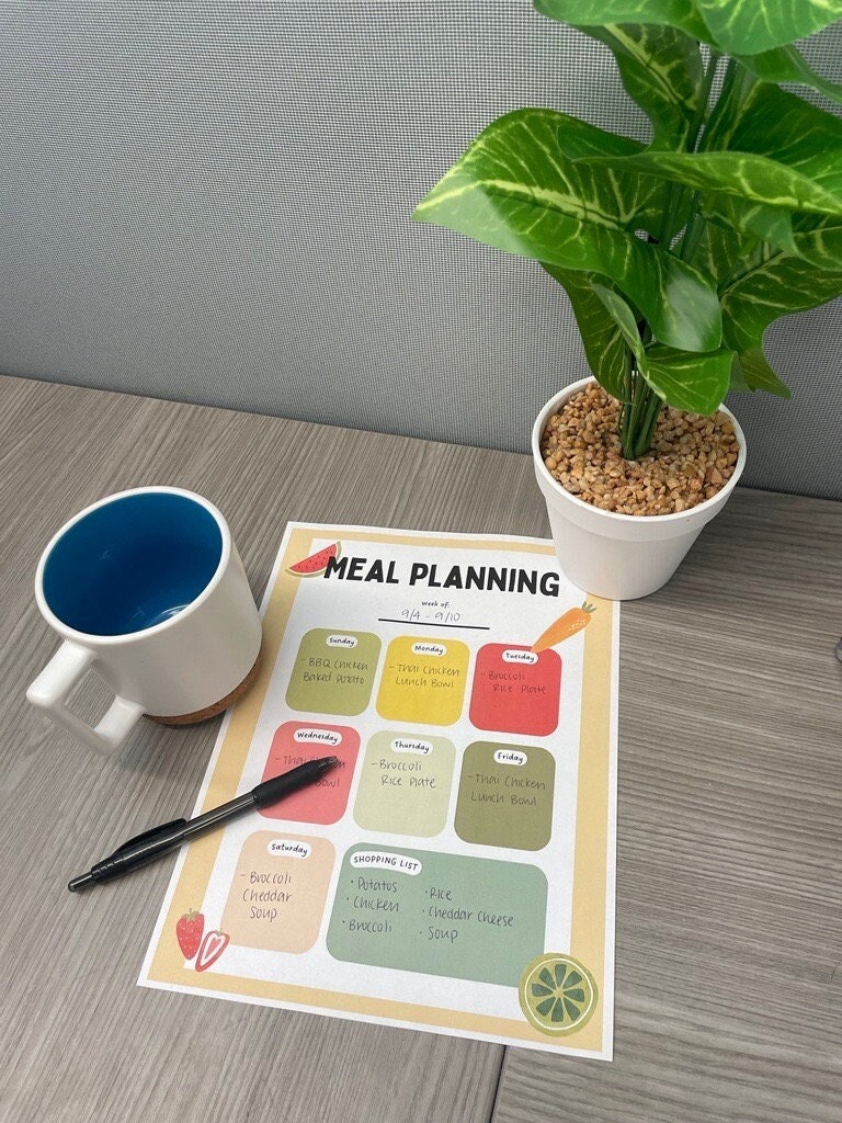 Weekly Meal Prep Calendar - Etsy