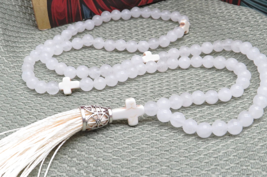 Orthodox Prayer Rope, Chotki, Komboskini, Rosary, Natural White Jade ...