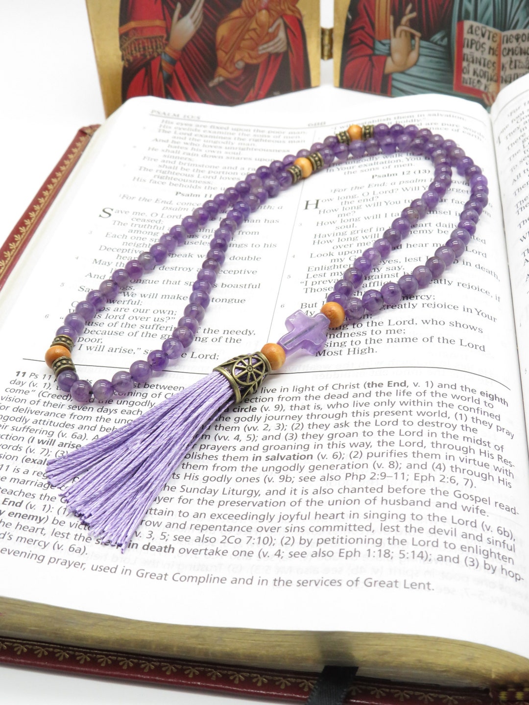 Amethyst Gemstone Orthodox Prayer Rope, Chotki, Komboskini, Rosary ...