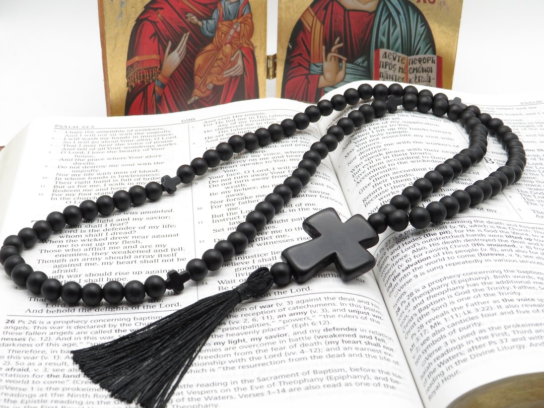 Orthodox Prayer Rope, Natural Onyx Gemstone Beads, Large Byzantine ...