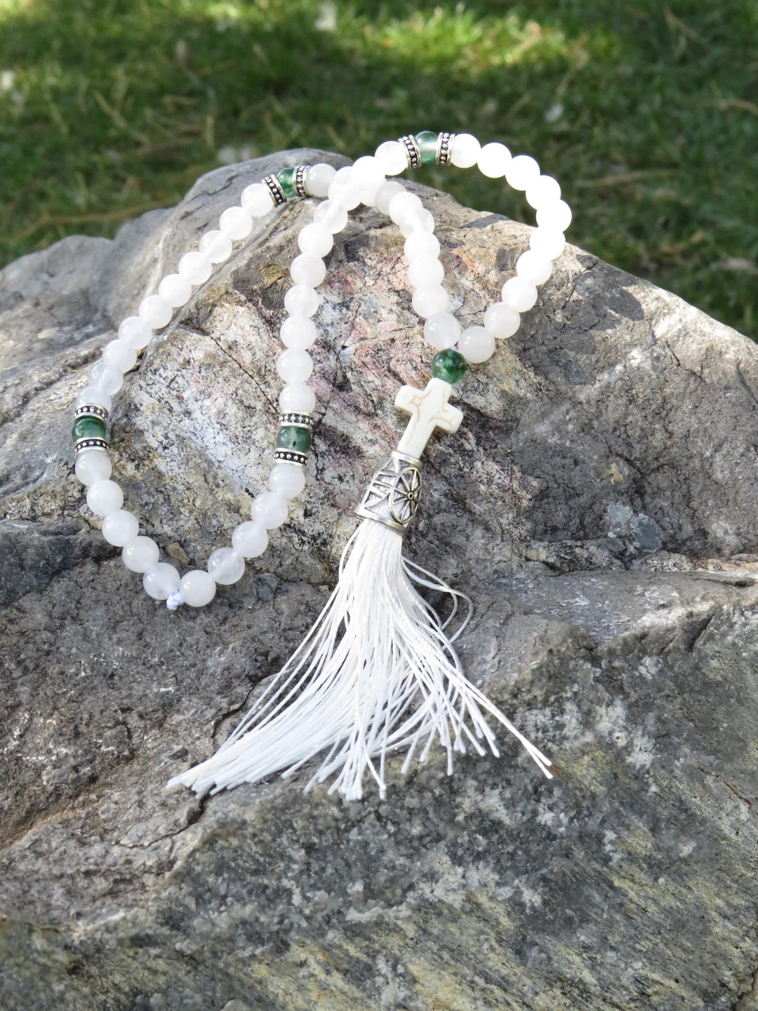 Jade Bead Orthodox Prayer Rope: Turquoise Cross, Komboskini Rosary - Etsy