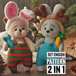 Set Crochet Pattern 2 in 1 Bunny, Kitten and Accessories English PDF ...