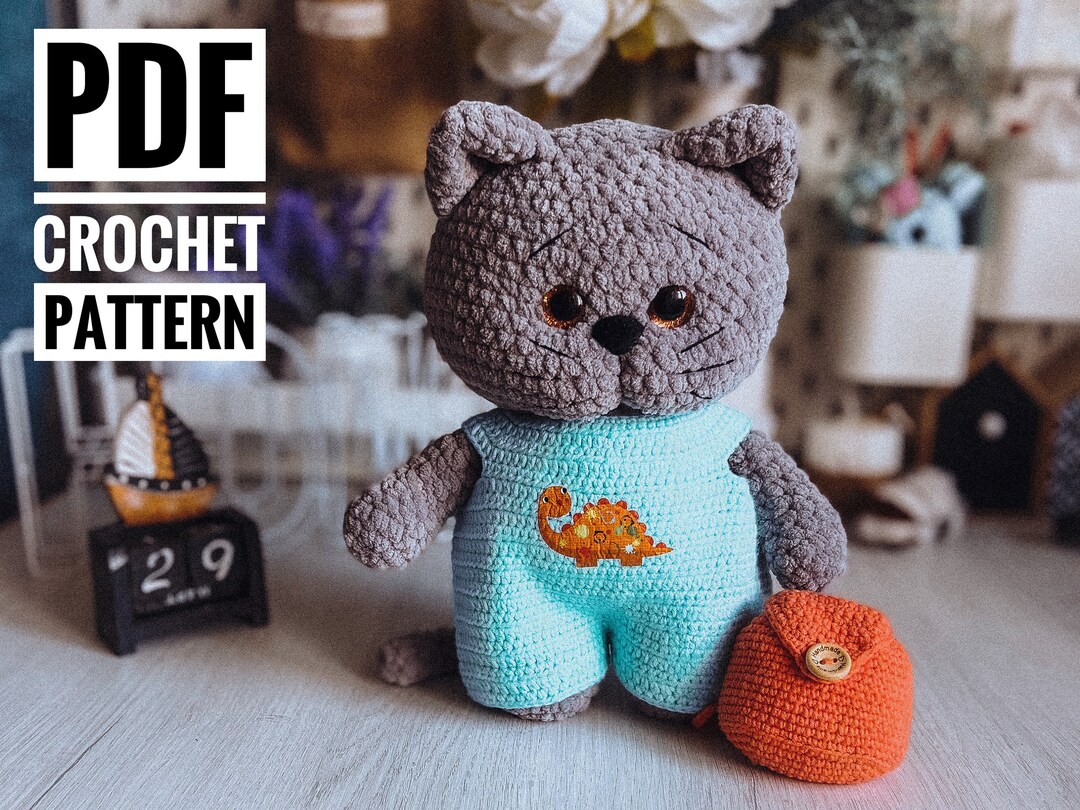 Plush Cat With Clothes Crochet Pattern, Amigurumi Kitty Pattern - Etsy
