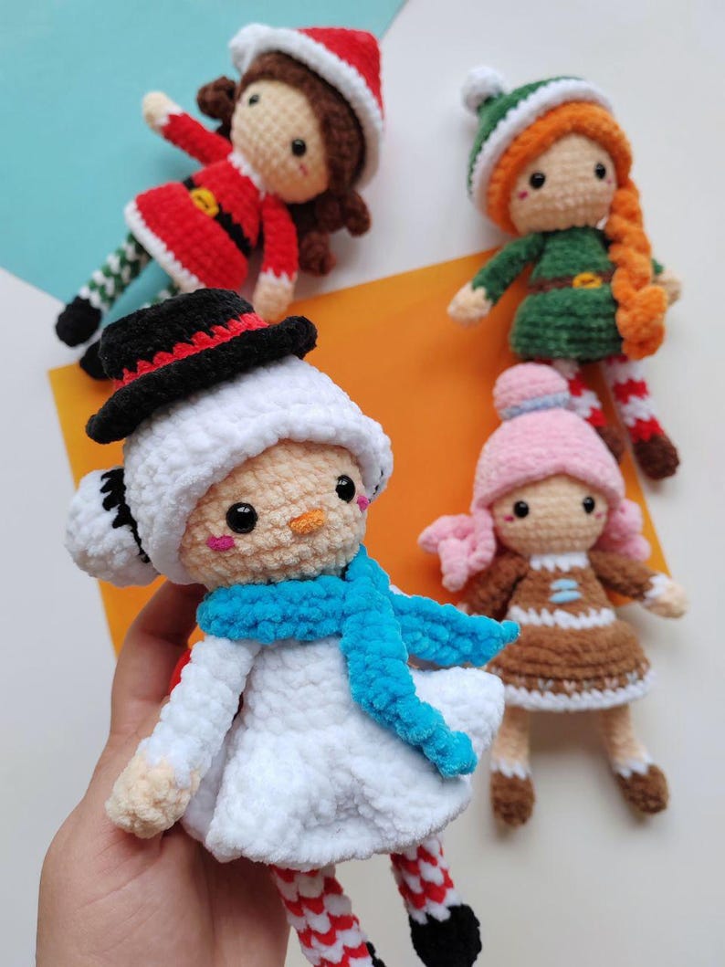 Crochet Christmas Set: Santa, Gingerbread, Snowman, Elf (PDF Pattern ...