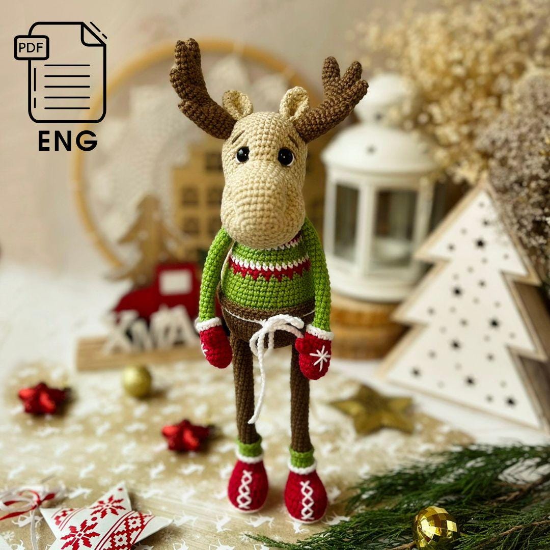 Crochet Pattern in English Christmas Moose PDF Amigurumi Pattern Moose ...