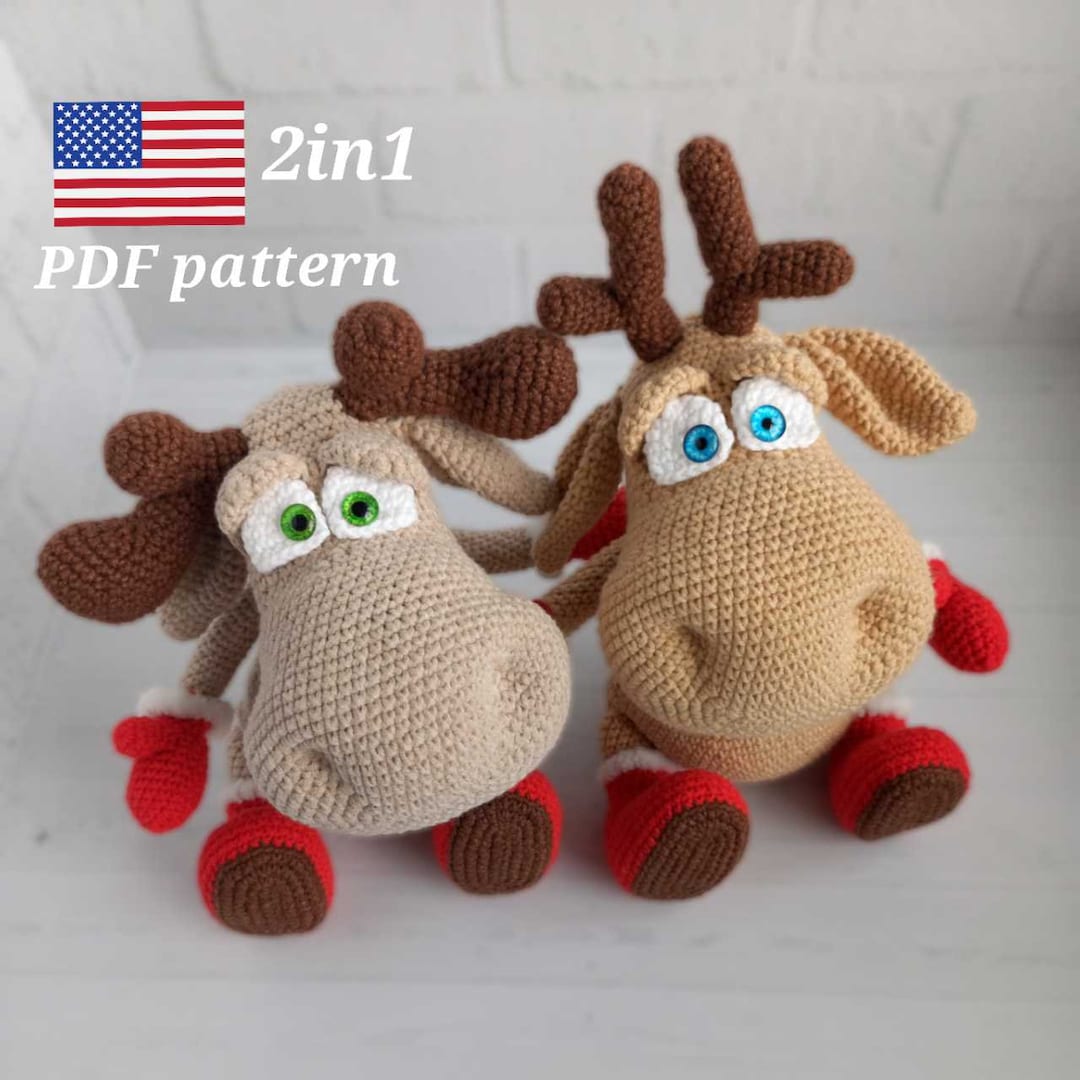 English Crochet Pattern Reindeer (moose Design Option) - Etsy