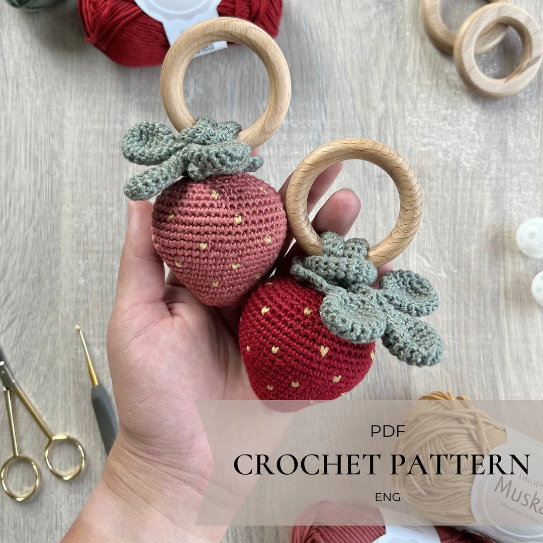 Strawberry Crochet Rattle Baby Toy Pattern PDF - Etsy