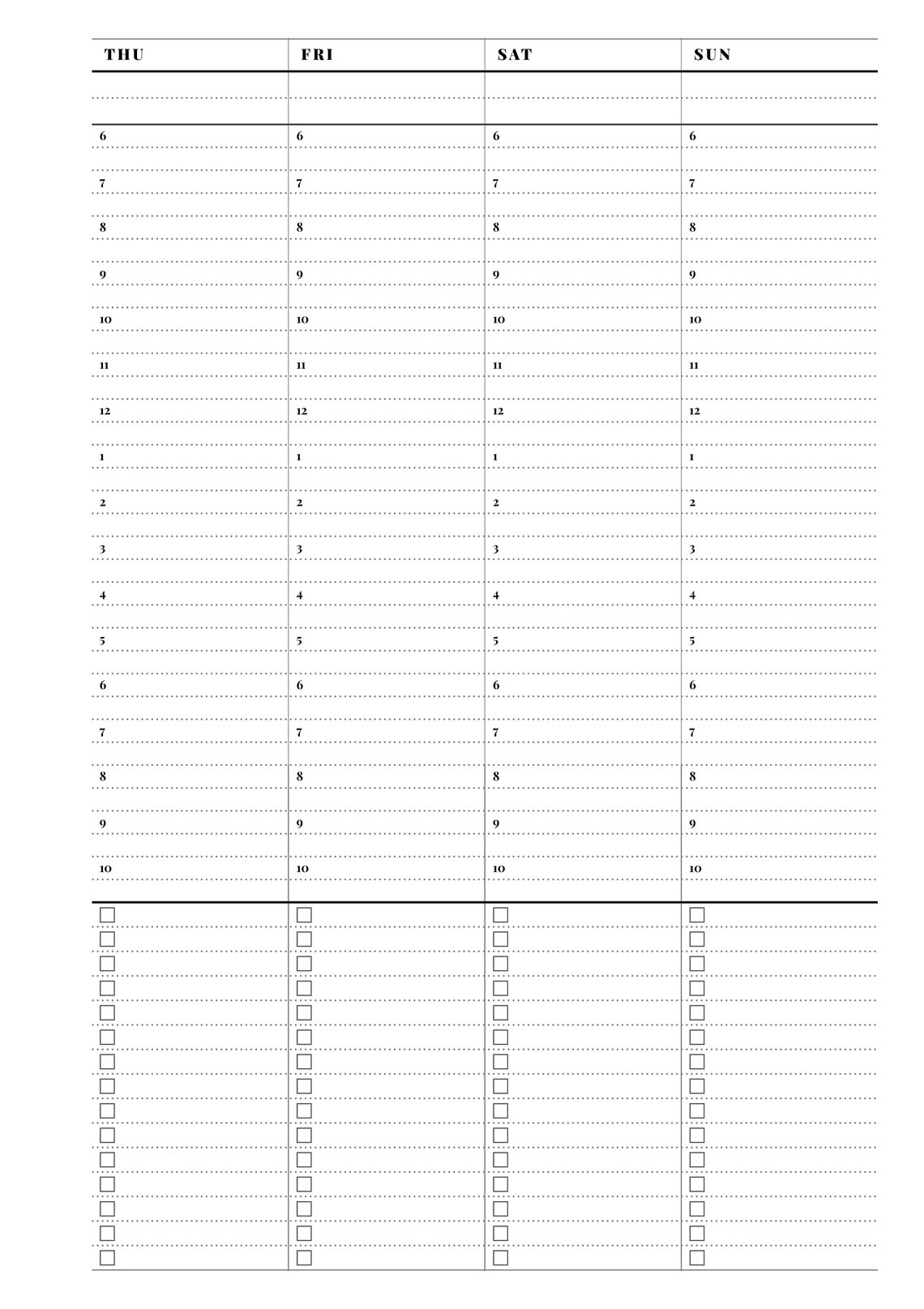 PRINTABLE Minimalist A5 Weekly Vertical Hourly Planner With Task ...