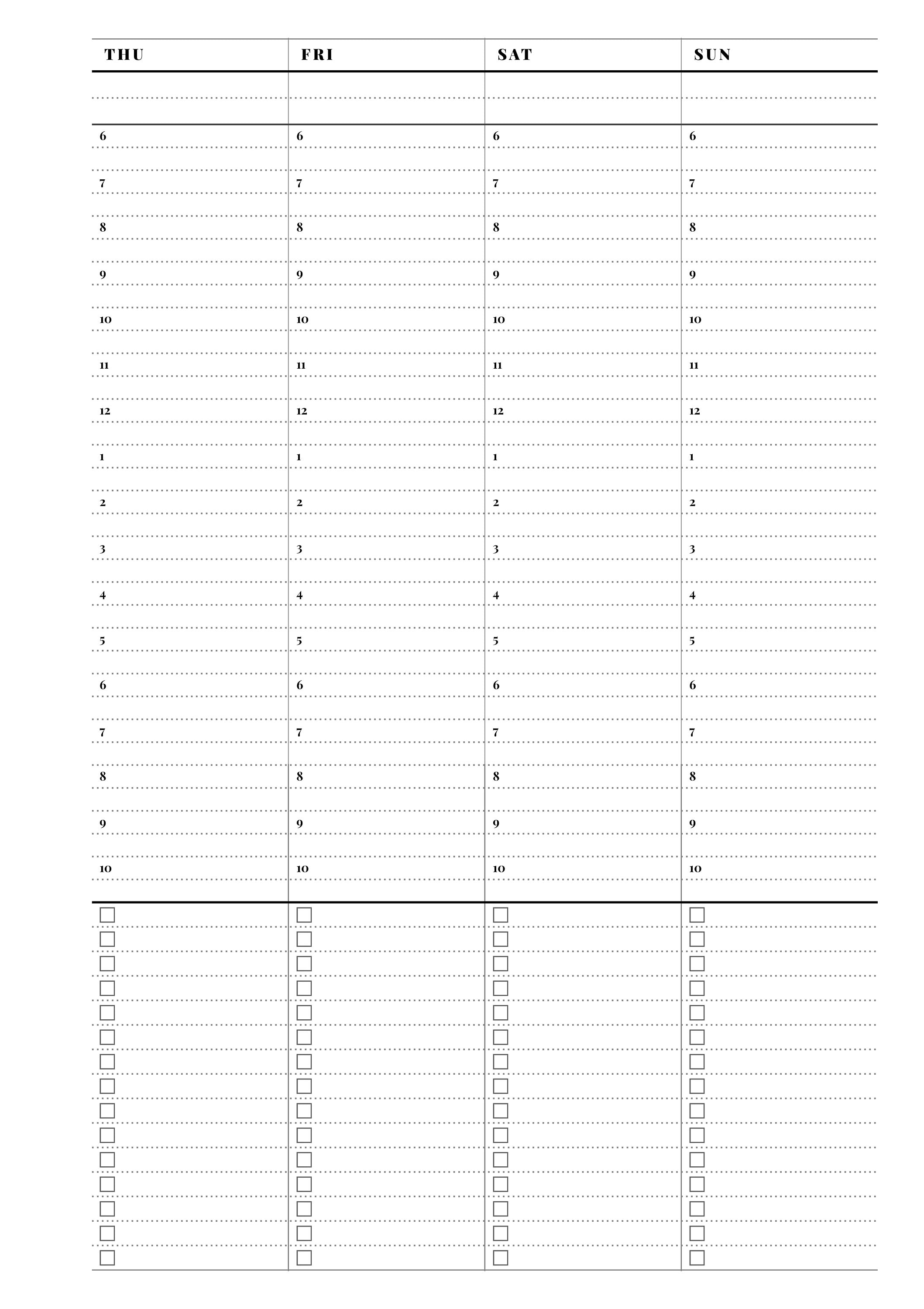 PRINTABLE Minimalist A5 Weekly Vertical Hourly Planner With Task ...
