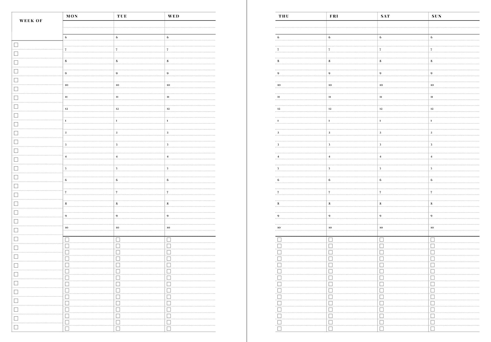PRINTABLE Minimalist A5 Weekly Vertical Hourly Planner With Task ...