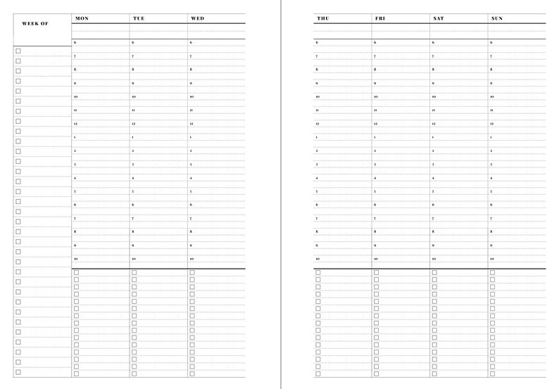 PRINTABLE Minimalist A5 Weekly Vertical Hourly Planner With Task ...