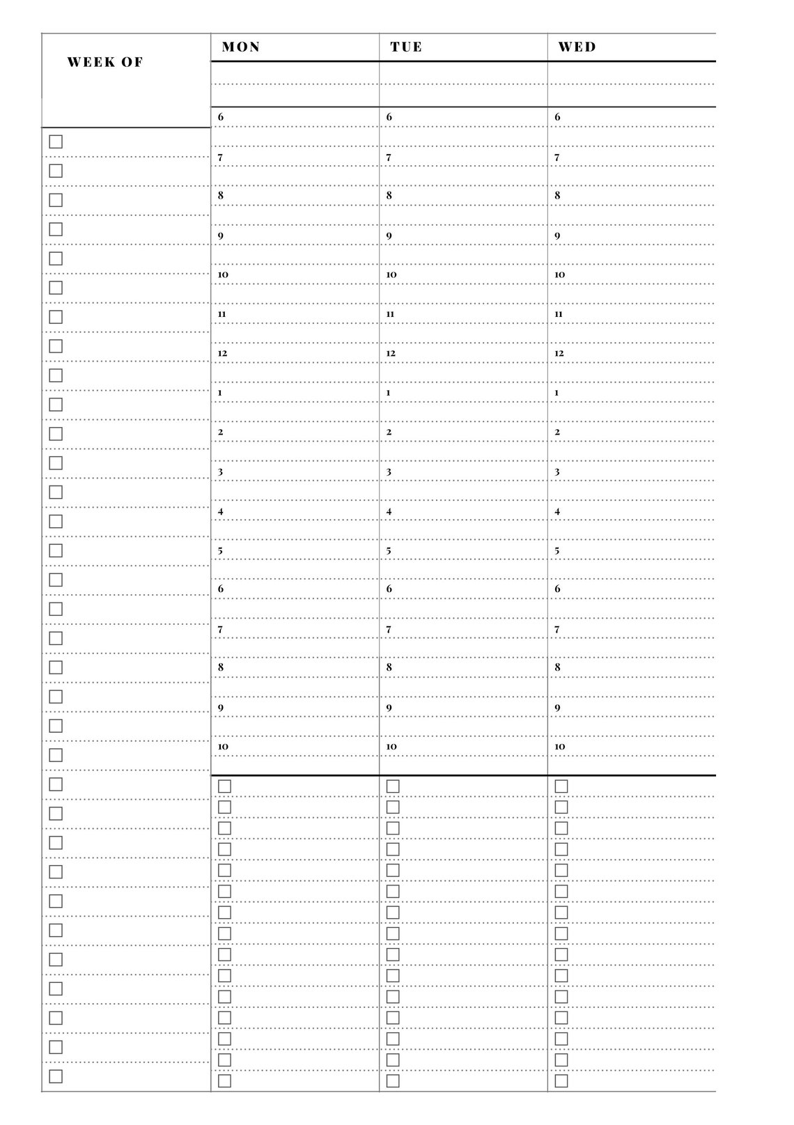 PRINTABLE Minimalist A5 Weekly Vertical Hourly Planner With Task ...