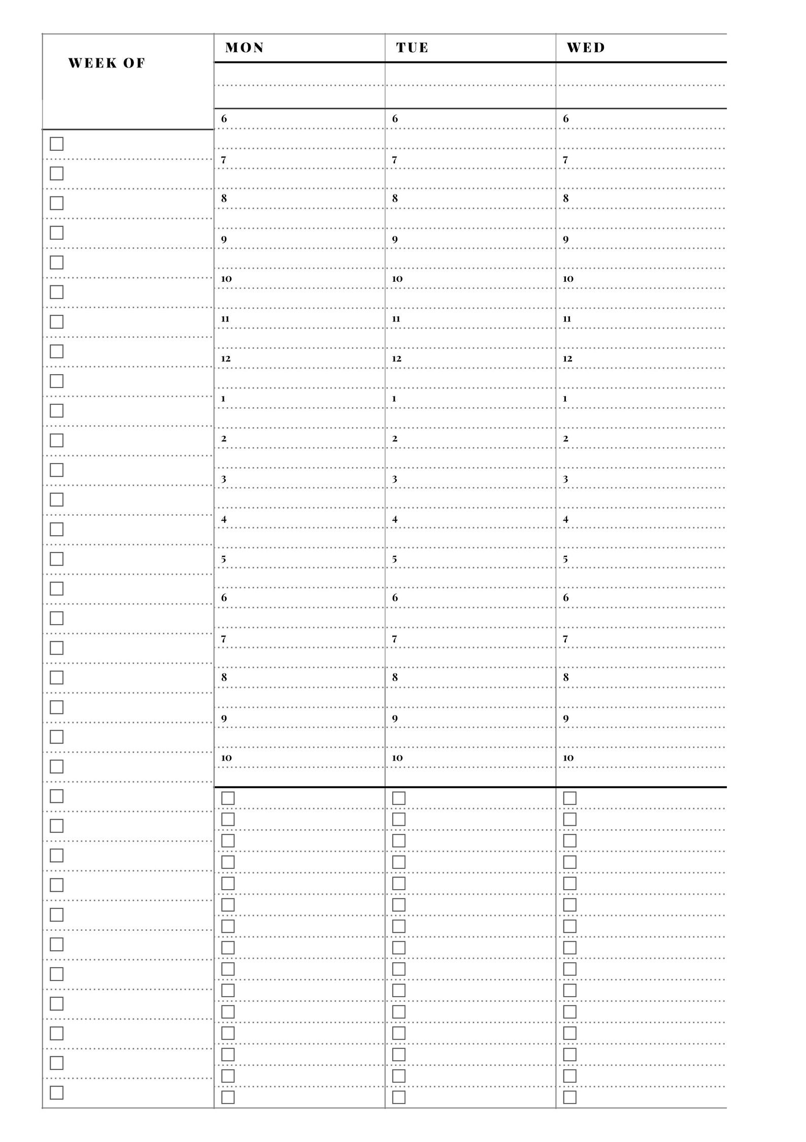 PRINTABLE Minimalist A5 Weekly Vertical Hourly Planner With Task ...