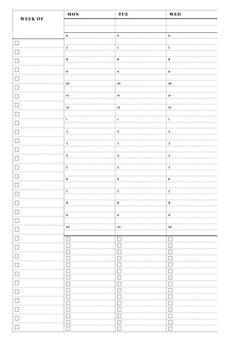 PRINTABLE Minimalist A5 Weekly Vertical Hourly Planner With Task ...
