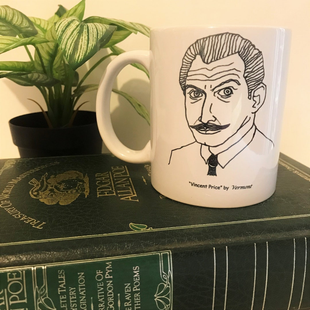 Mug With Printed Drawing of Vincent Price by Vermont for Stray Cat Pix ...