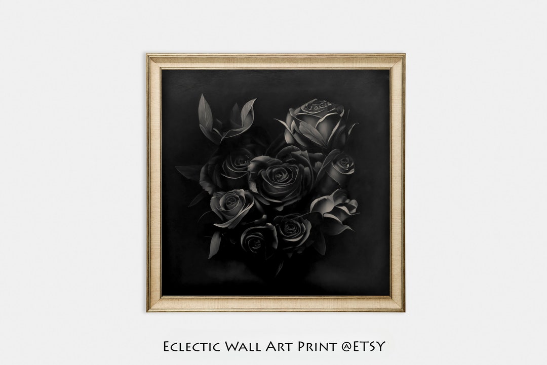 Gothic Roses Painting Print, Goth Valentine Decor, Victorian Gothic ...