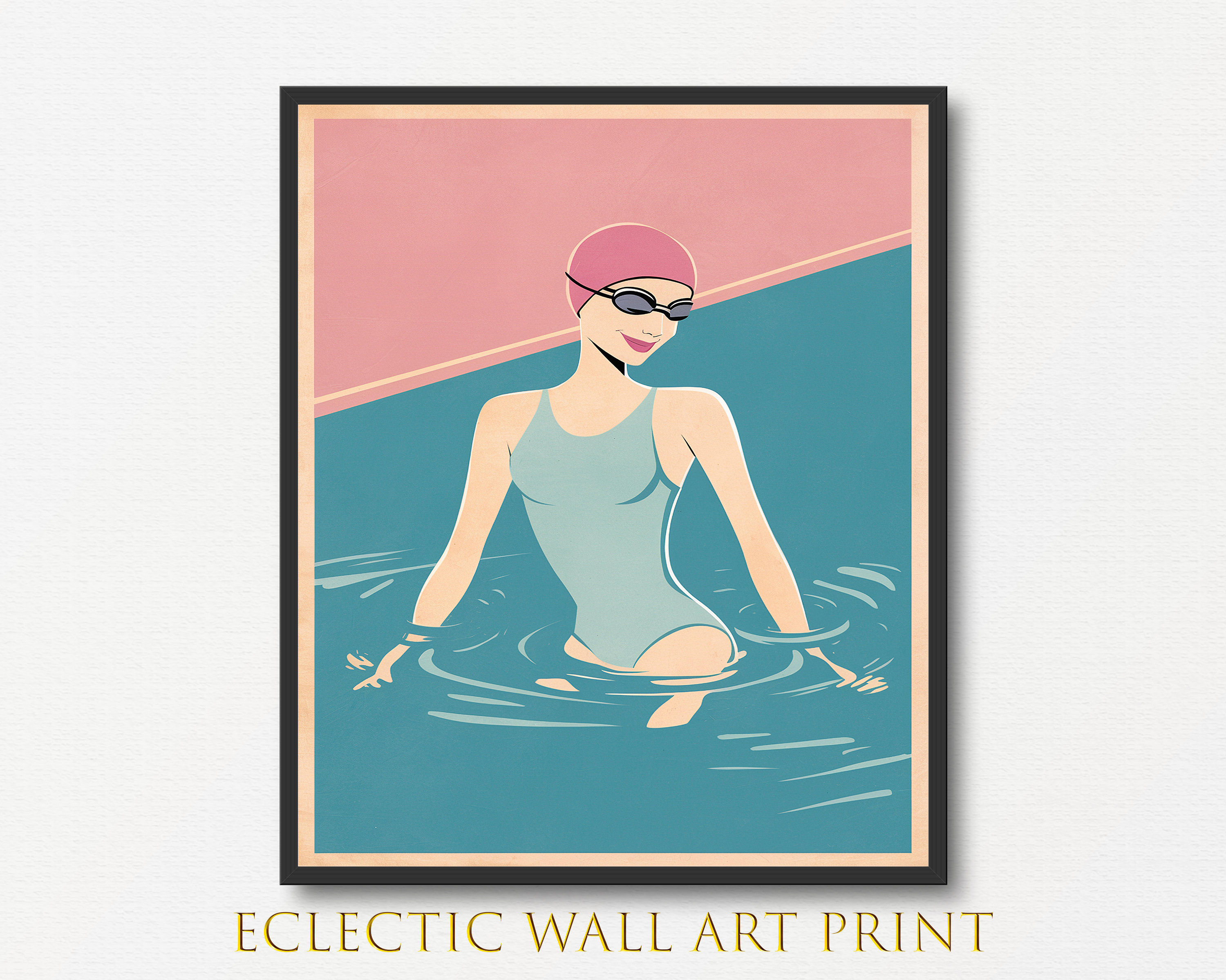 Vintage Style Swimming Pool Art, Retro Swim Print, Summer Poster, Beach ...
