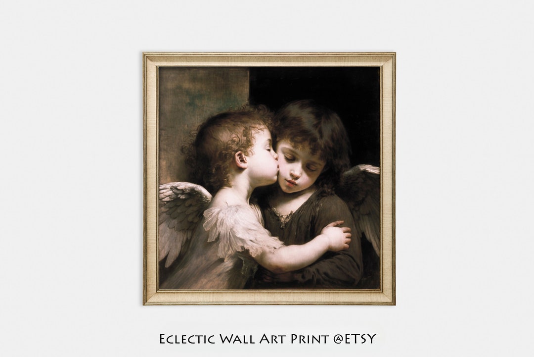 Cupid and Psyche First Kiss as Babies, Vintage Dark Academia Decor ...