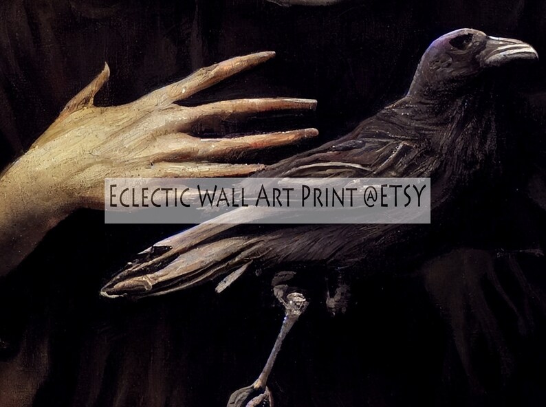 Witch and Crow Portrait, Dark Academia Decor, Dark Cottagecore - Etsy