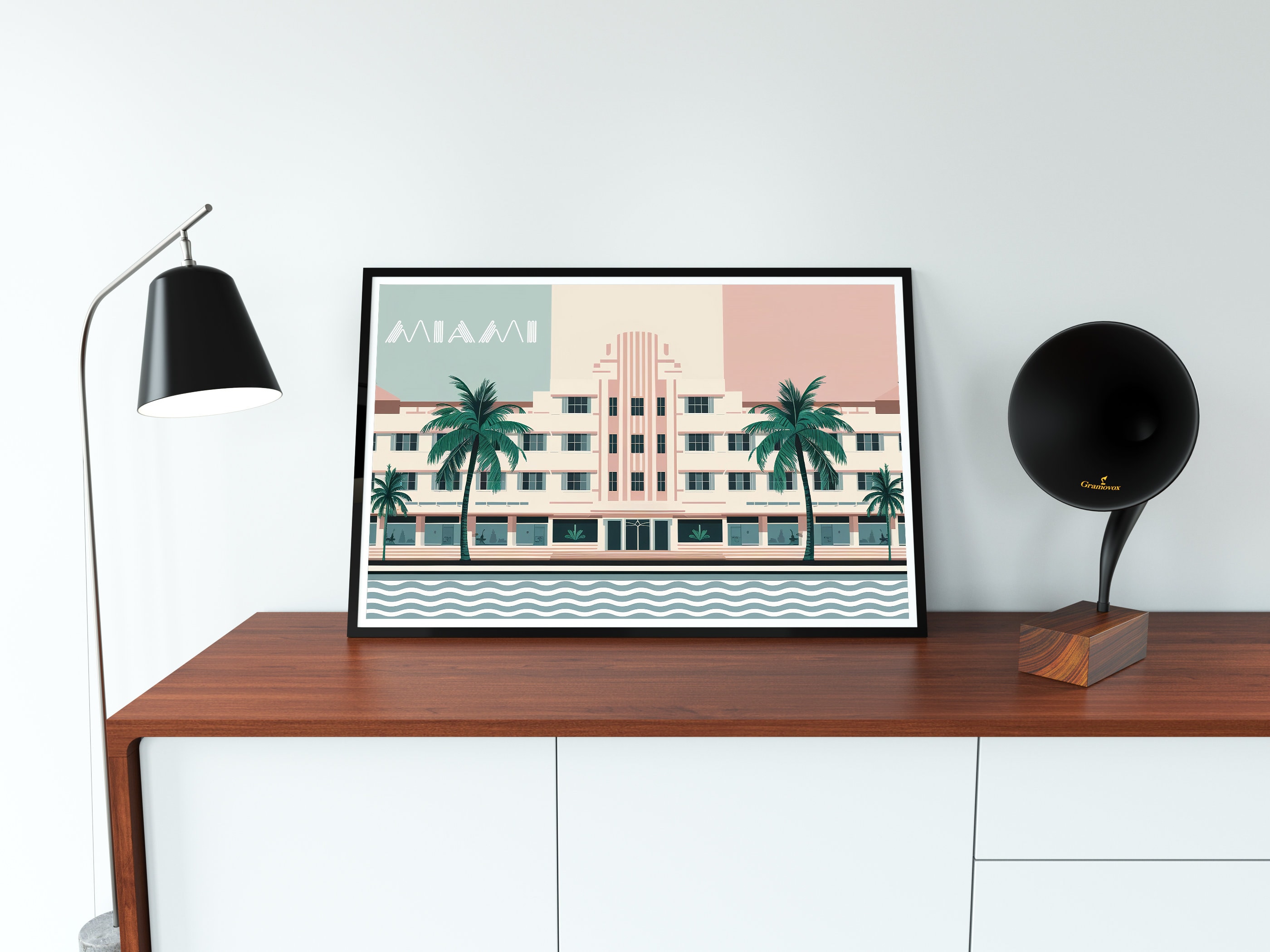 Miami Art Deco Travel Poster: Vintage Florida Art Print (digital ...