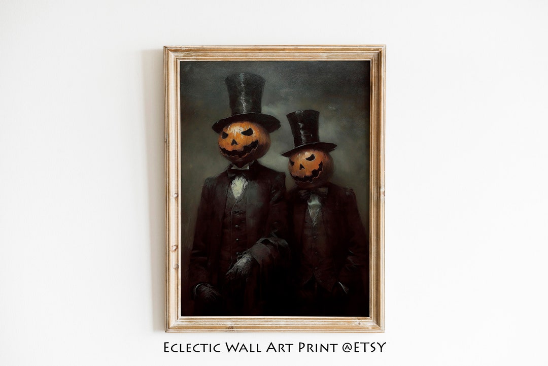 Victorian Pumpkin Head Portrait: Gothic Halloween Decor (digital ...