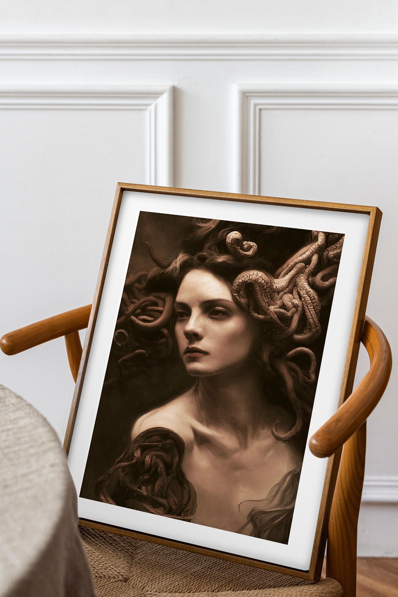 Medusa Portrait Painting, Dark Academia Decor, Dark Oil Painting - Etsy