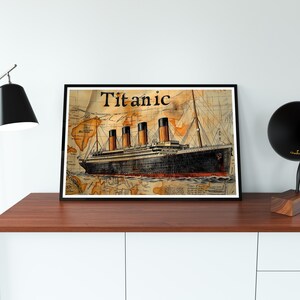 Vintage Titanic Ship Art Print, Nautical Maritime Wall Decor ...