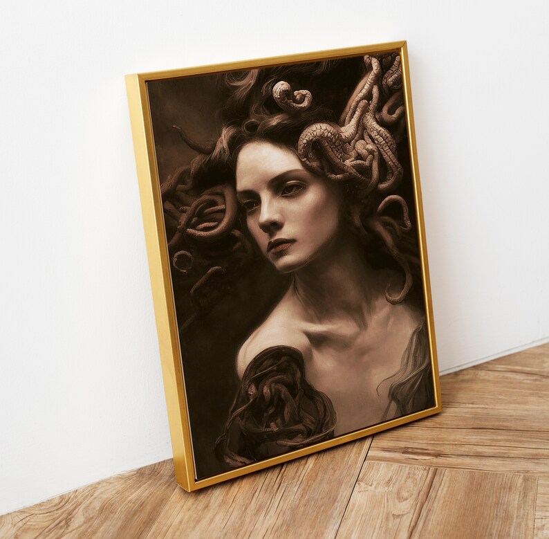 Medusa Portrait Painting, Dark Academia Decor, Dark Oil Painting - Etsy