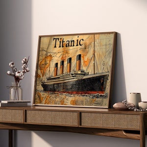 Vintage Titanic Ship Art Print, Nautical Maritime Wall Decor ...