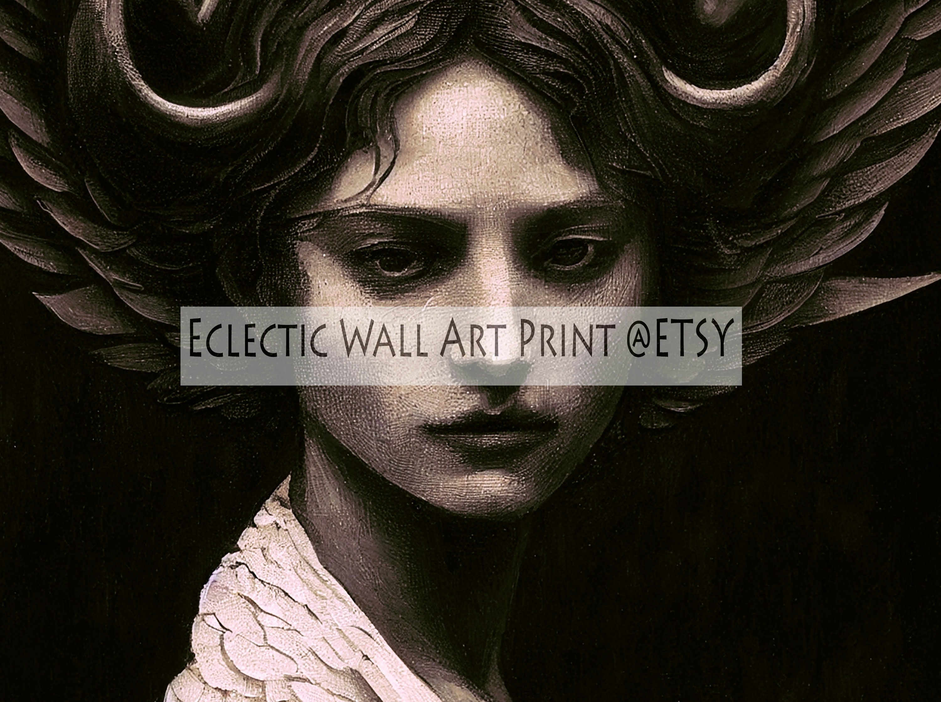 Fallen Angel Portrait, Dark Academia Decor, Dark Oil Painting, Moody ...