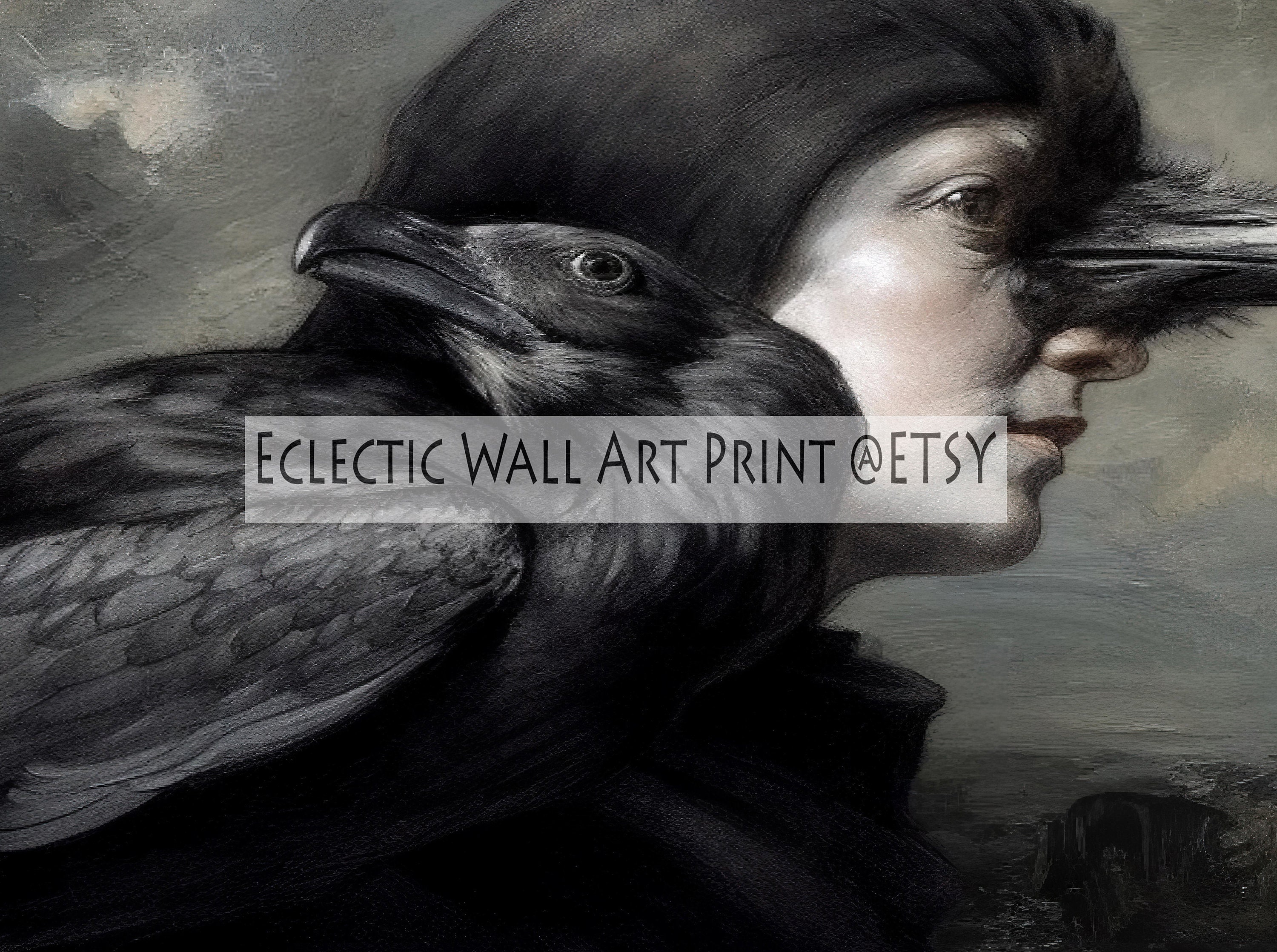 Raven Druid, Dark Academia Decor, Vintage Halloween Decor, Goth Decor ...