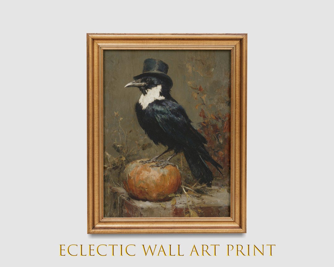 Victorian Halloween Raven Art Print: Elegant Gothic Home Decor (digital ...