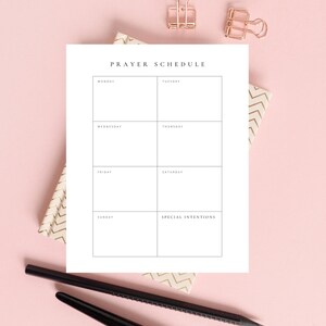 Digital Download Weekly Prayer Schedule Printable 8x10 Editable Prayer ...