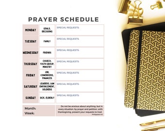 Digital Download Weekly Prayer Schedule Printable 8x10 Editable Prayer ...