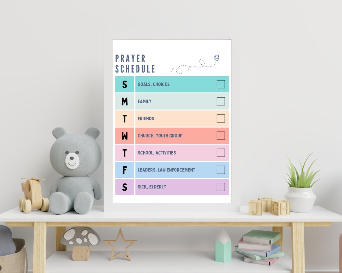 Digital Download Child Weekly Prayer Schedule Printable 8x10 Editable ...
