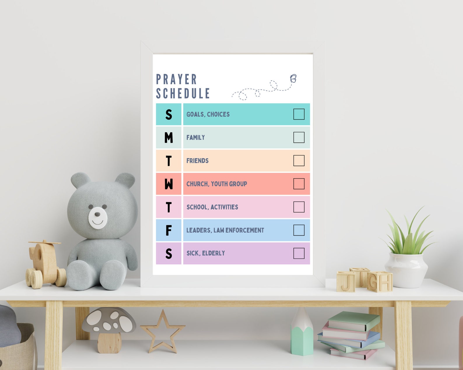 Digital Download Child Weekly Prayer Schedule Printable 8x10 Editable ...