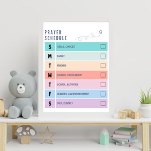 Digital Download Child Weekly Prayer Schedule Printable 8x10 Editable ...