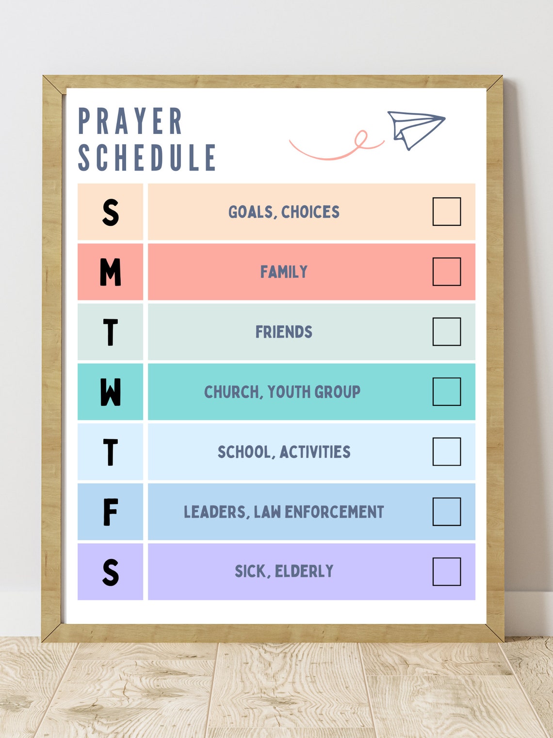 Digital Download Child Weekly Prayer Schedule Printable 8x10 Editable ...