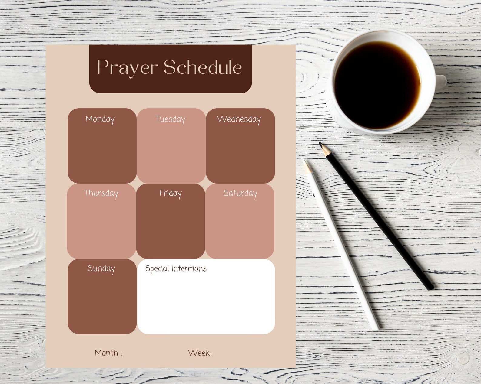 Digital Download Weekly Prayer Schedule Printable 8x10 Editable Prayer ...