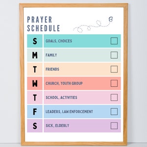 Digital Download Child Weekly Prayer Schedule Printable 8x10 Editable ...