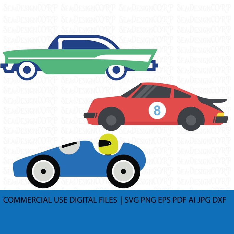 Retro Vintage Race Cars SVG PNG Instant Digital Download - Etsy